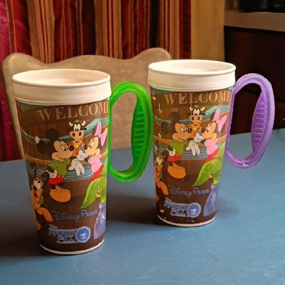 Disney | Dining | Disney Parks Mug Set With Green And Purple Handles ...